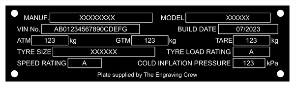 ADR 61/03 Compliant | Durable Black Trailer Vehicle Plate – Engraving ...