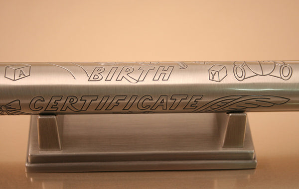 Personalised Pewter Birth Certificate Holder – Store | The Engraving Crew