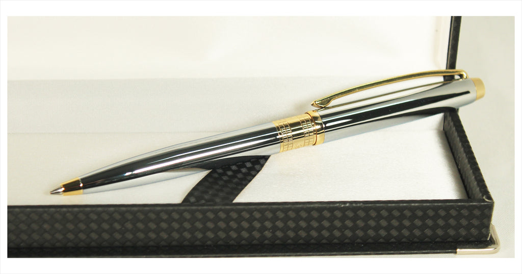 Armada Pen - Shinny Chrome with gold trim. Engrave your pen today ...